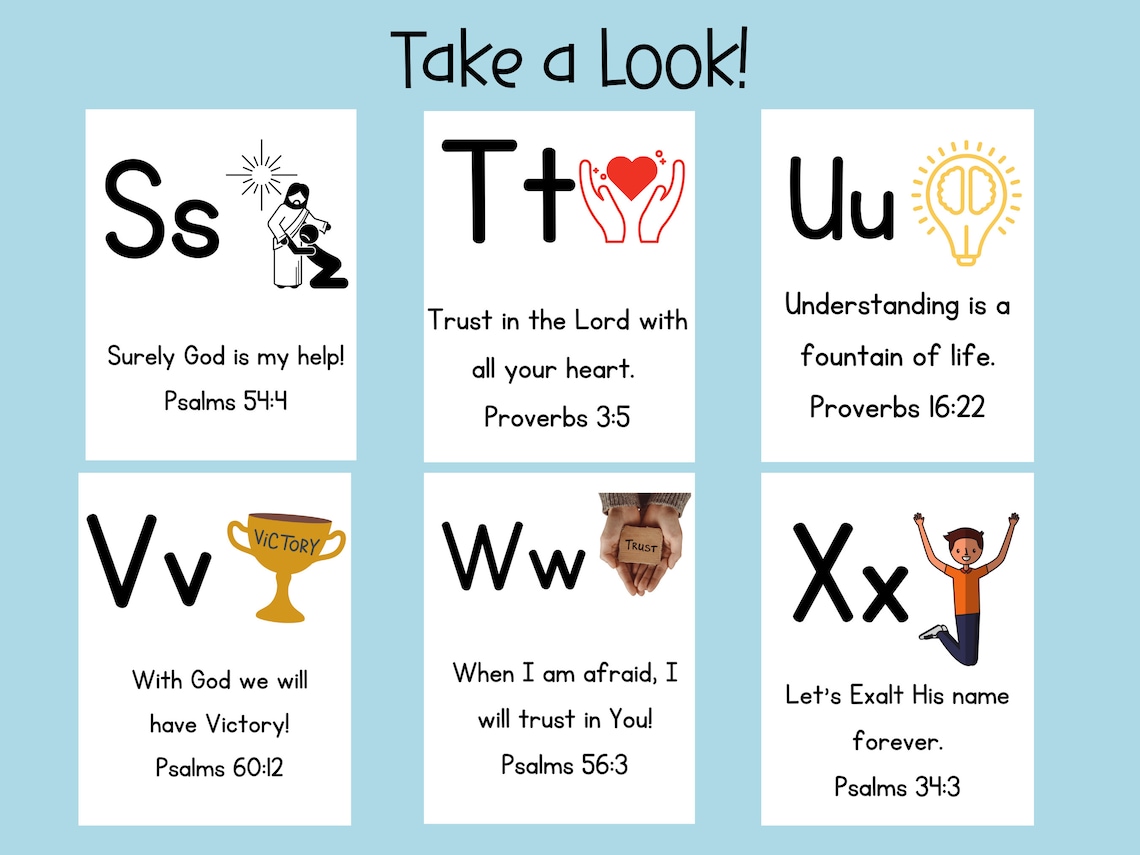 Alphabet Bible Verse Cards Printable ABC Bible Flashcards - Etsy