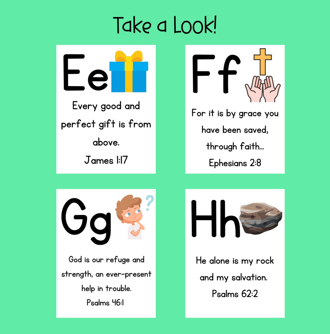 Alphabet Bible Verse Cards Version 2, Printable ABC Bible Flashcards ...