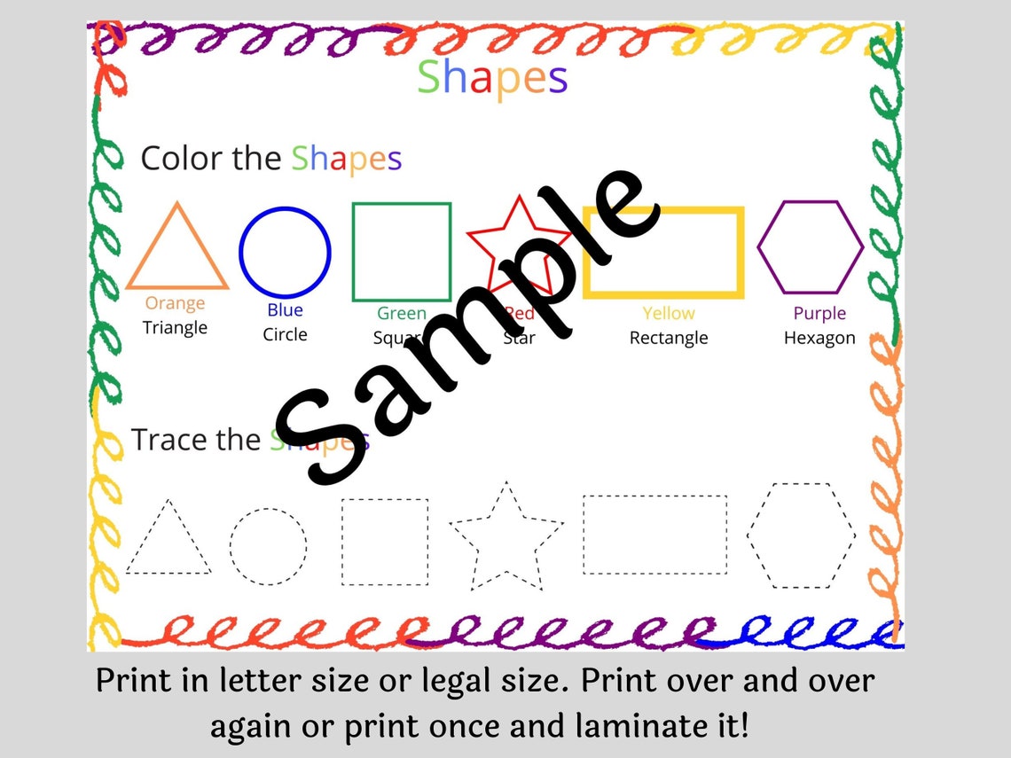 Preschool Learning Placemat | Preschool Shapes | Preschool Printable ...