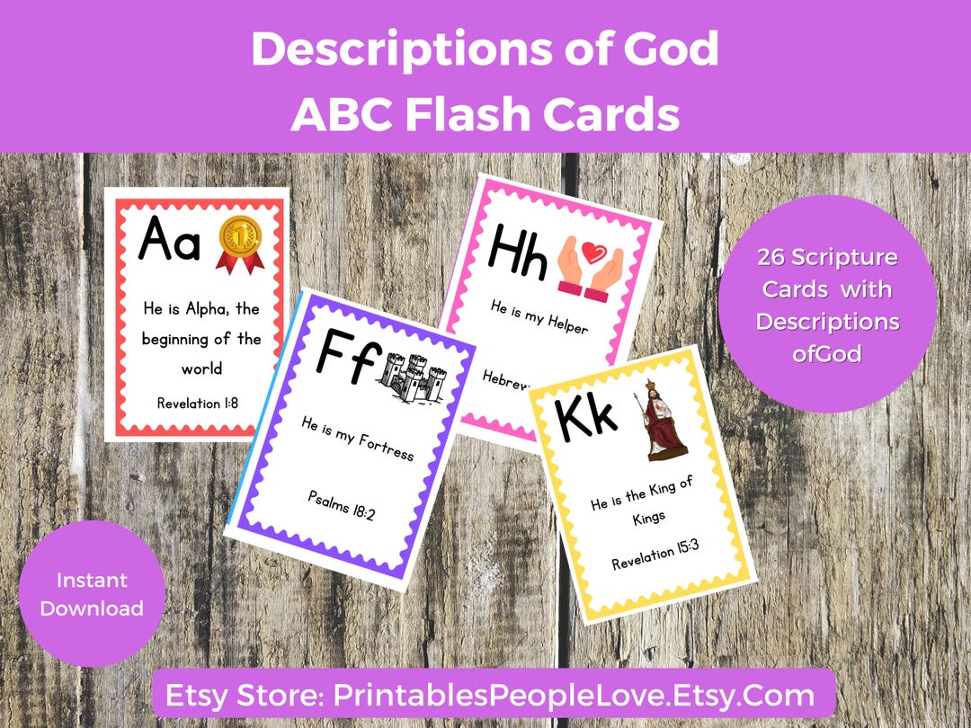 ABC Cards Descriptions of God Verse Cards - Etsy
