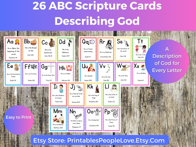 Names of God Bundle|abc Flashcards|alphabet Tracing Pages| Scripture ...