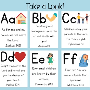 Alphabet Bible Verse Cards, Printable ABC Bible Flashcards, Preschool ...
