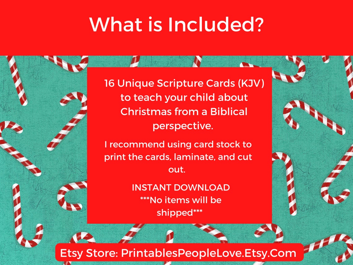 Printable Christmas Scripture Cards for Kids-bible Verses-jesus Birth ...
