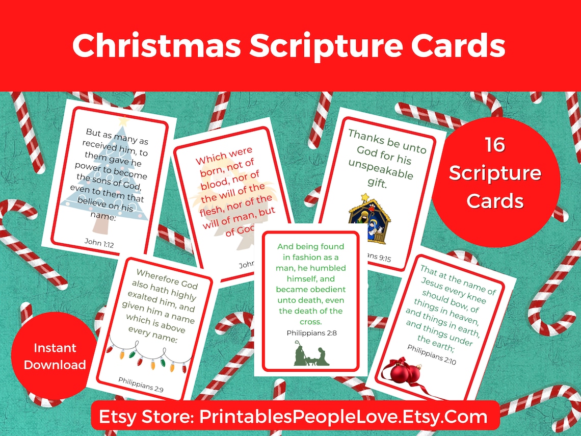 Printable Christmas Scripture Cards for Kids-bible Verses-jesus Birth ...