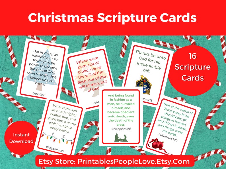 Printable Christmas Scripture Cards for Kids-bible Verses-jesus Birth ...