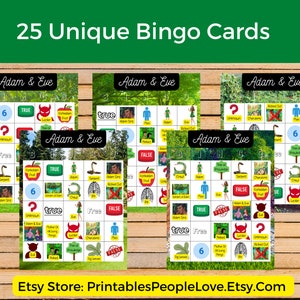Adam & Eve Bingo, Bible Bingo, VBS Bingo, Sunday School Bingo, Bingo ...