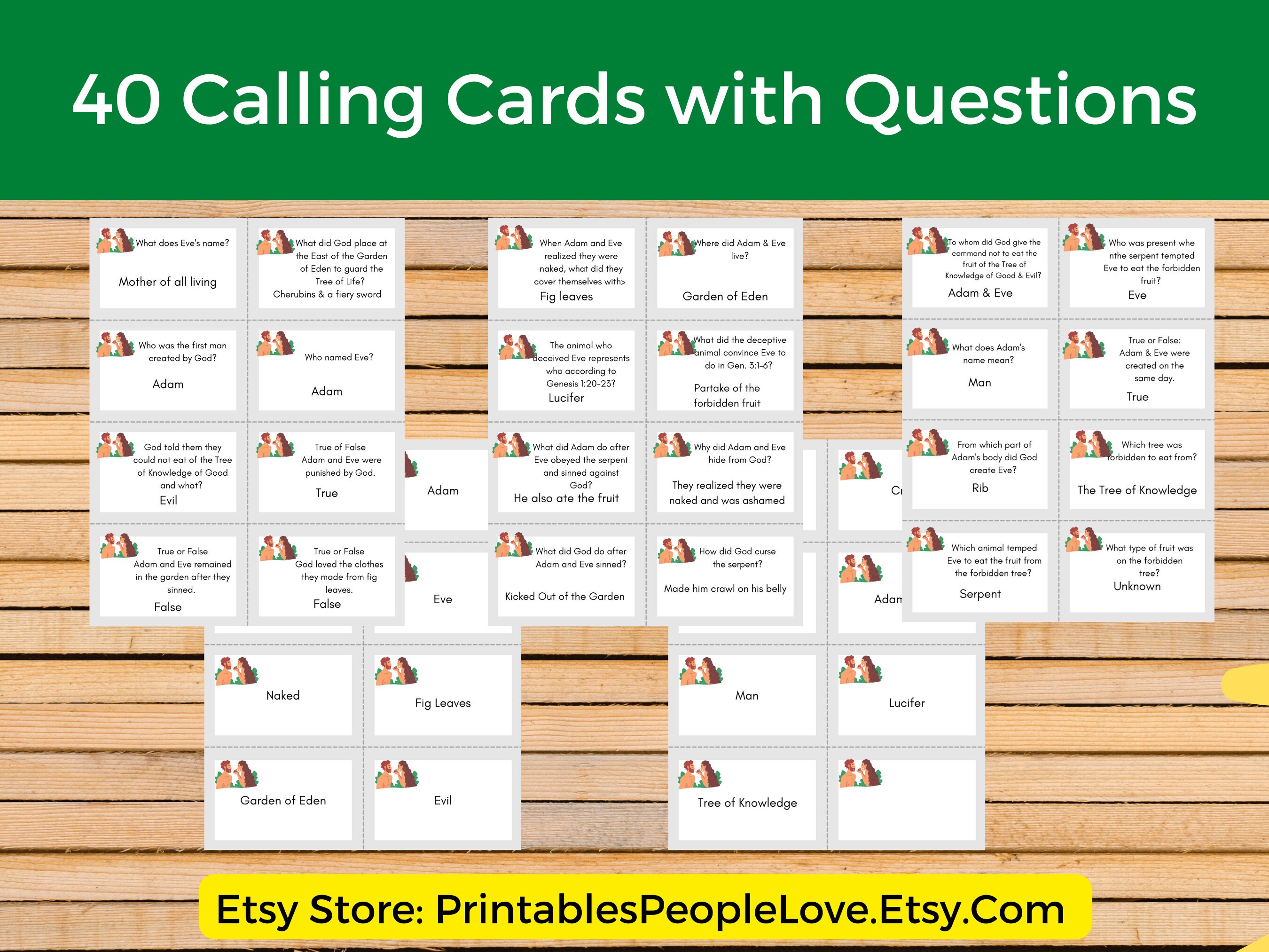 Adam & Eve Bingo, Bible Bingo, VBS Bingo, Sunday School Bingo, Bingo ...