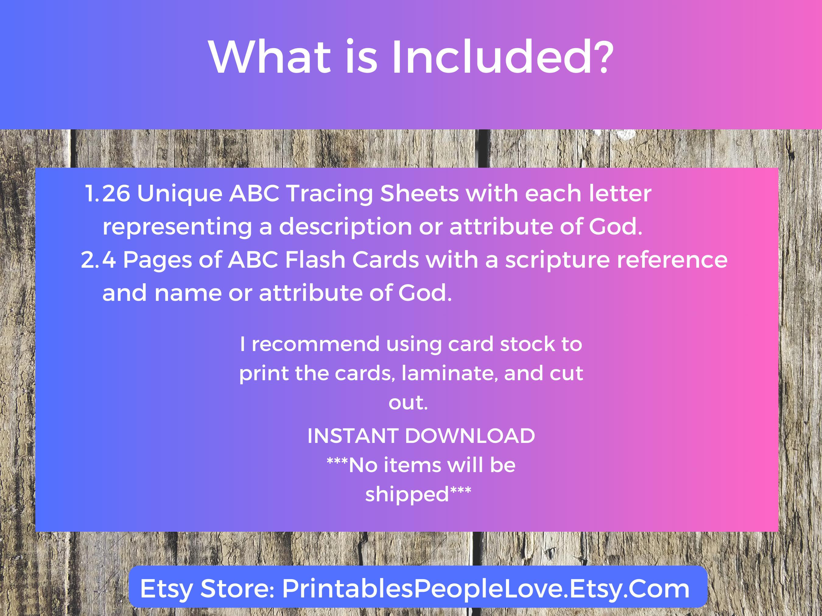 Names of God Bundle|abc Flashcards|alphabet Tracing Pages| Scripture ...