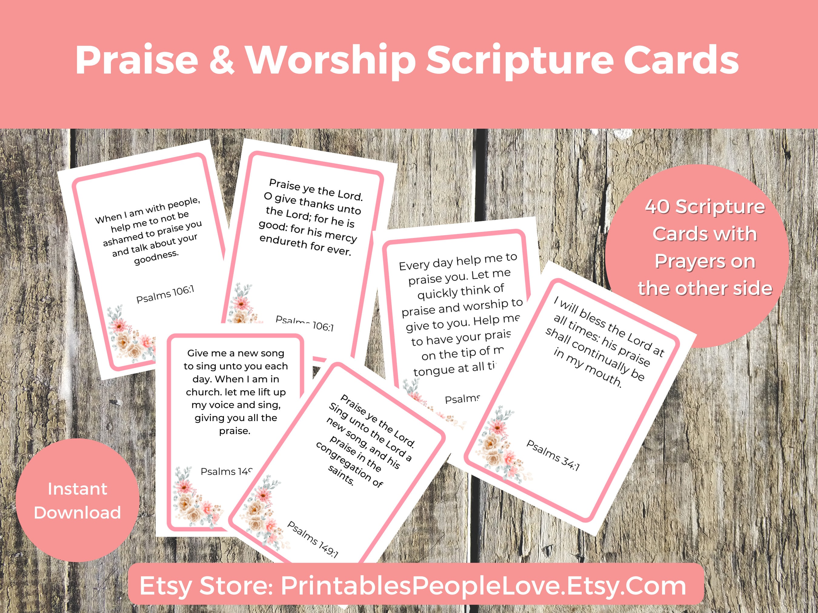 Praise & Worship Scripture Cards - Etsy