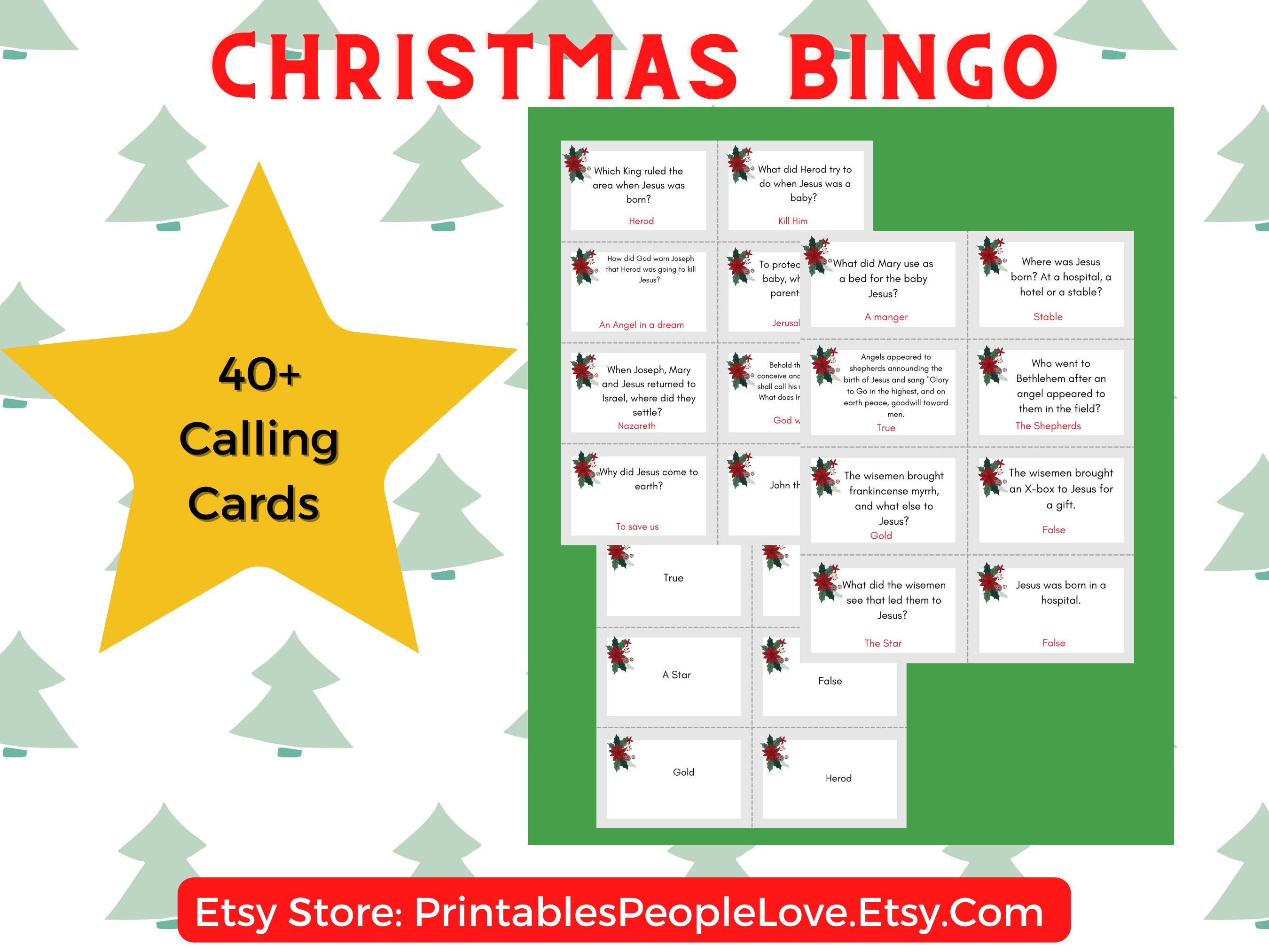 Christmas Bible Bingo-printable Christmas Game-senior Activity ...