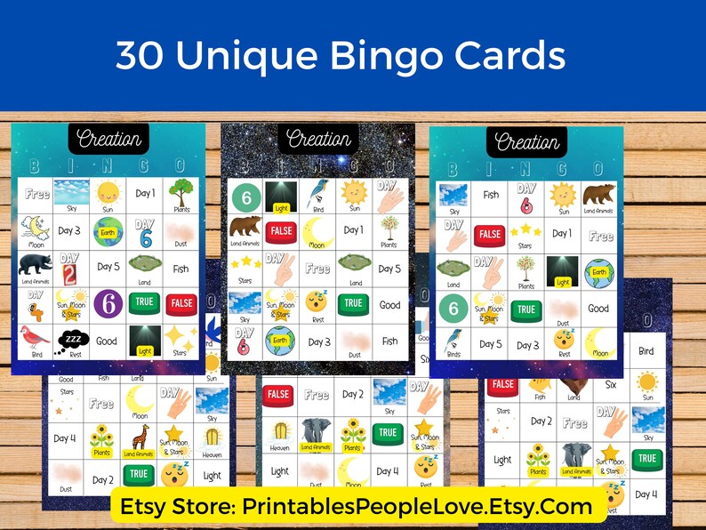 Creation Bingo, Bible Bingo, VBS Bingo, Sunday School Bingo, Bingo ...