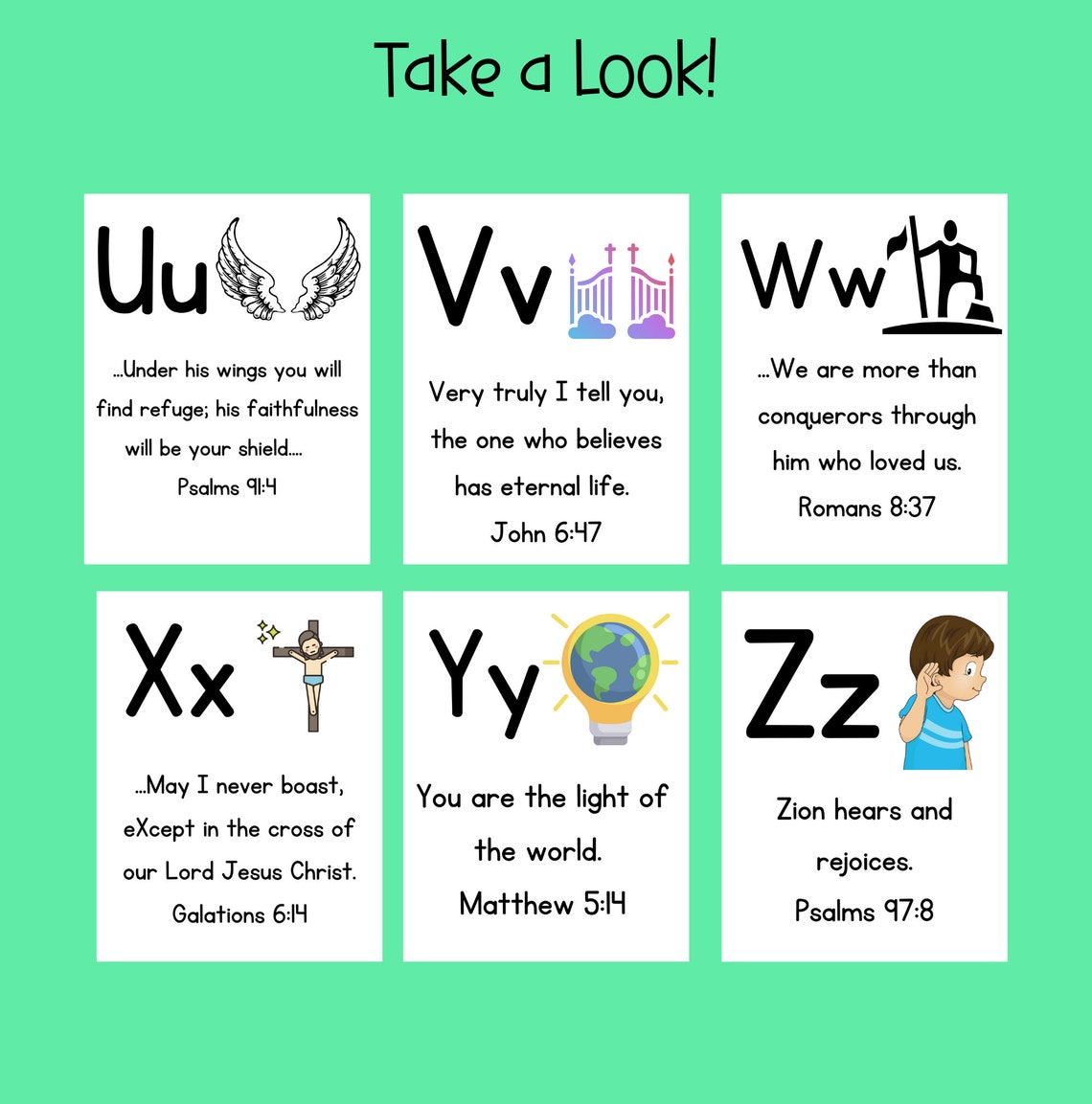 Alphabet Bible Verse Cards Version 2, Printable ABC Bible Flashcards ...