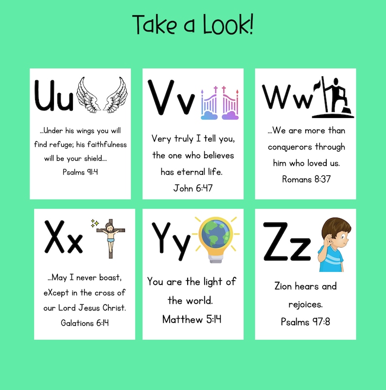 Alphabet Bible Verse Cards Version 2, Printable ABC Bible Flashcards ...
