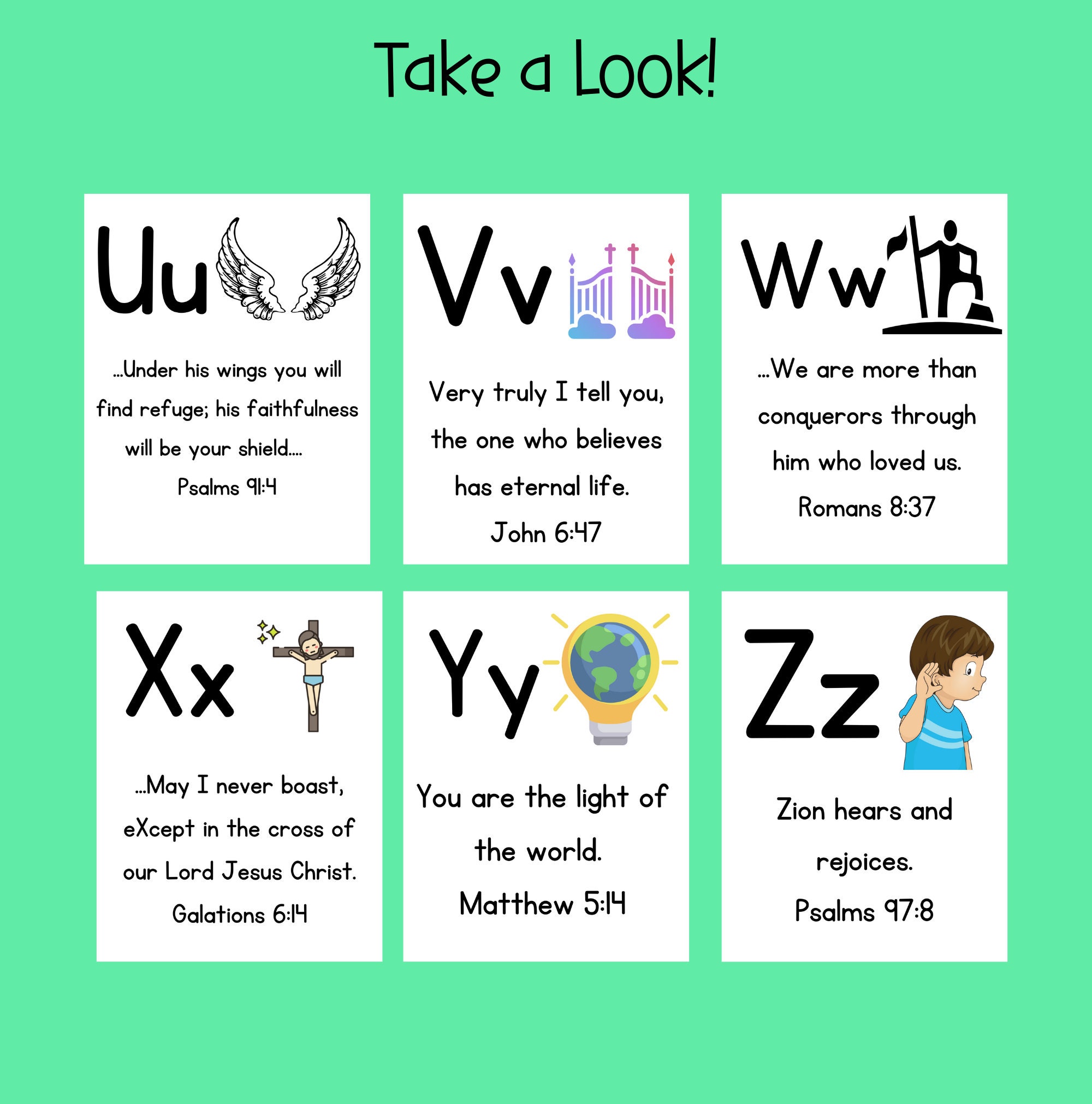 Alphabet Bible Verse Cards Version 2, Printable ABC Bible Flashcards ...