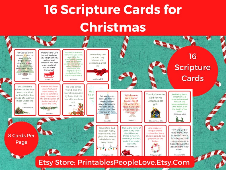 Printable Christmas Scripture Cards for Kids-bible Verses-jesus Birth ...