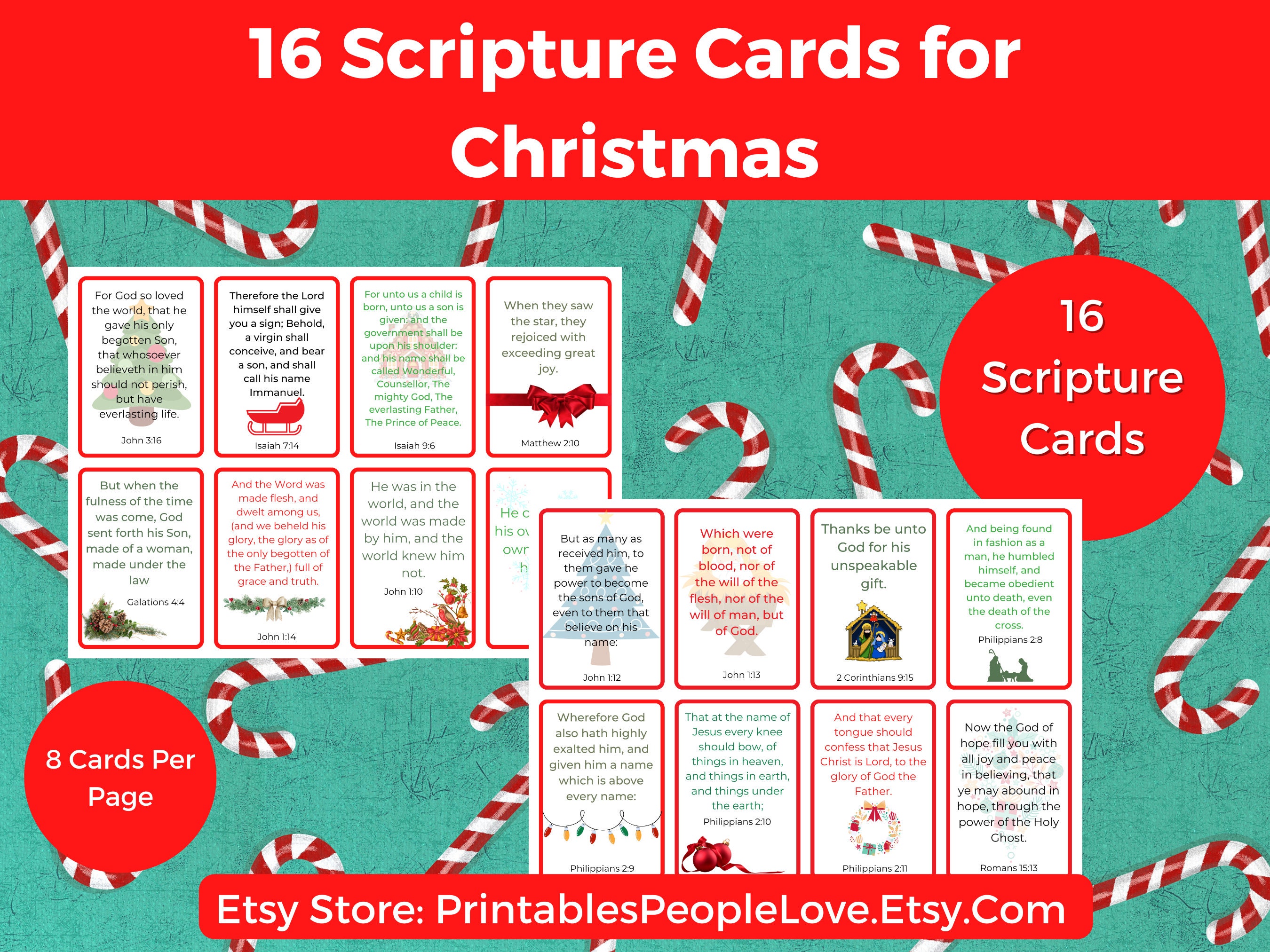 Printable Christmas Scripture Cards for Kids-bible Verses-jesus Birth ...