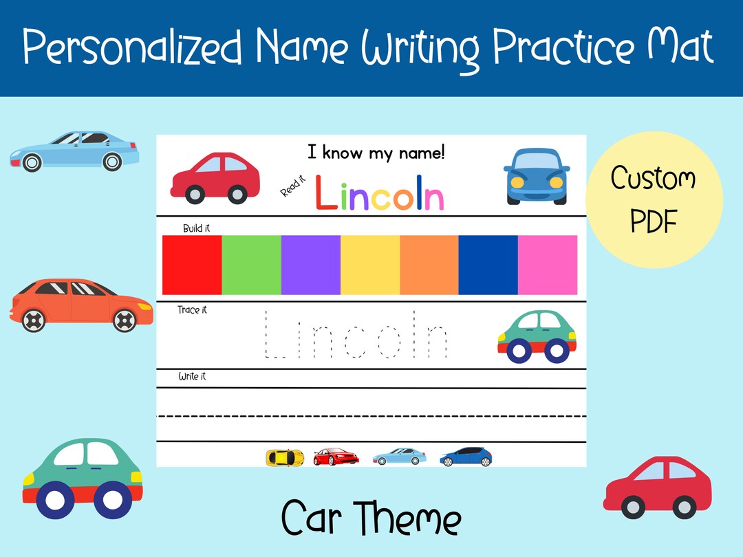 Personalized Name Writing Mat, Custom Name Worksheet, Customizable Name ...