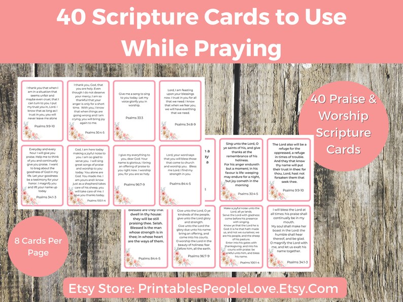 Praise & Worship Scripture Cards - Etsy