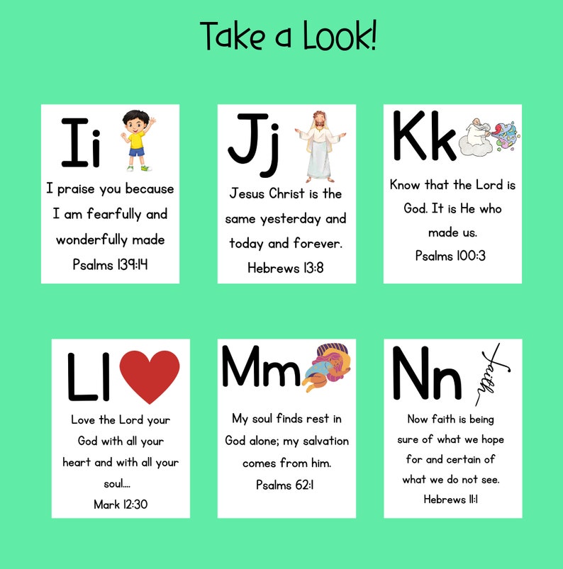 Alphabet Bible Verse Cards Version 2, Printable ABC Bible Flashcards ...