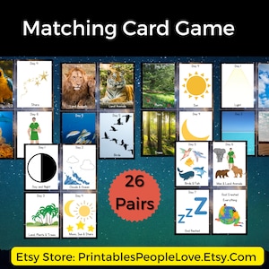 Bible Creation Matching Game, Bible Game, Youth Game, Days of Creation ...