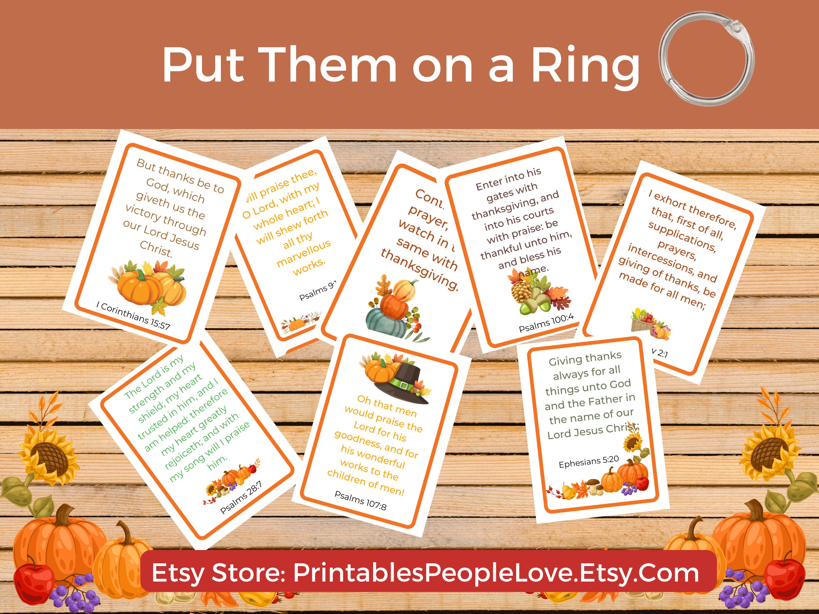 Thanksgiving Scripture Card Set, Thanksgiving Verses, Thanksgiving ...