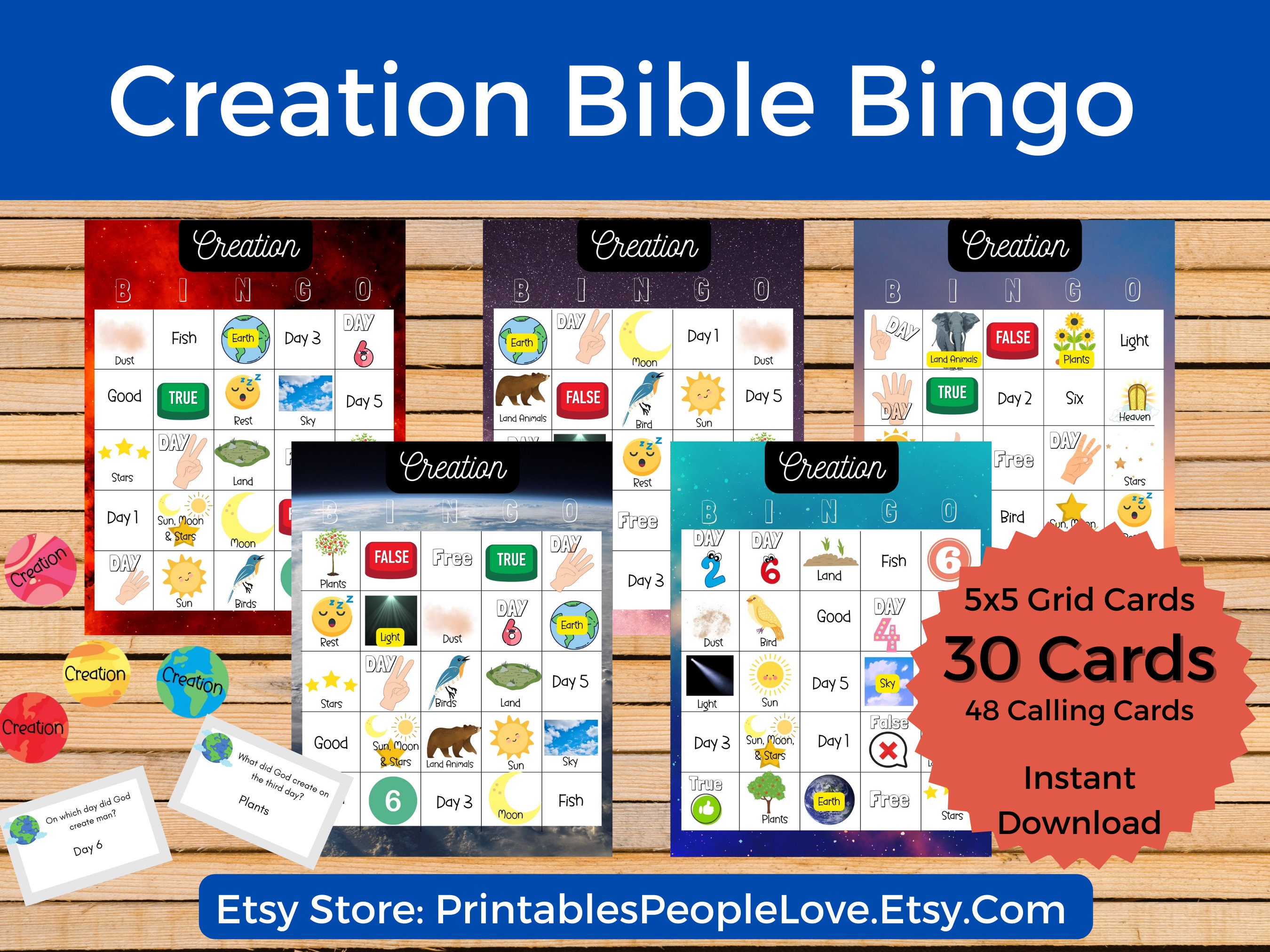 Creation Bingo, Bible Bingo, VBS Bingo, Sunday School Bingo, Bingo ...