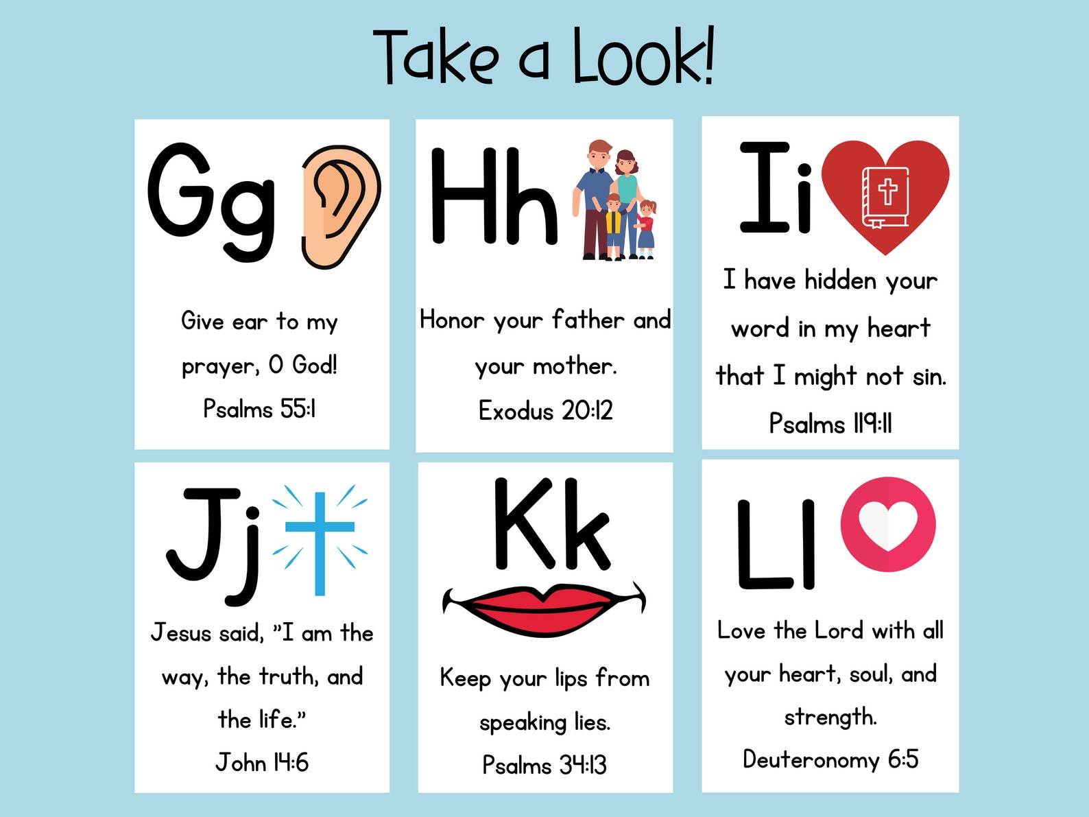 Alphabet Bible Verse Cards, Printable ABC Bible Flashcards, Preschool ...