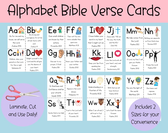 Alphabet Bible Verse Cards Printable ABC Bible Flashcards - Etsy