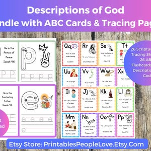 Names of God Bundle|abc Flashcards|alphabet Tracing Pages| Scripture ...