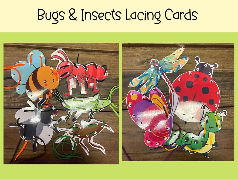 Bugs & Insects Lacing Cards, Montessori Learning, Montessori Toys ...