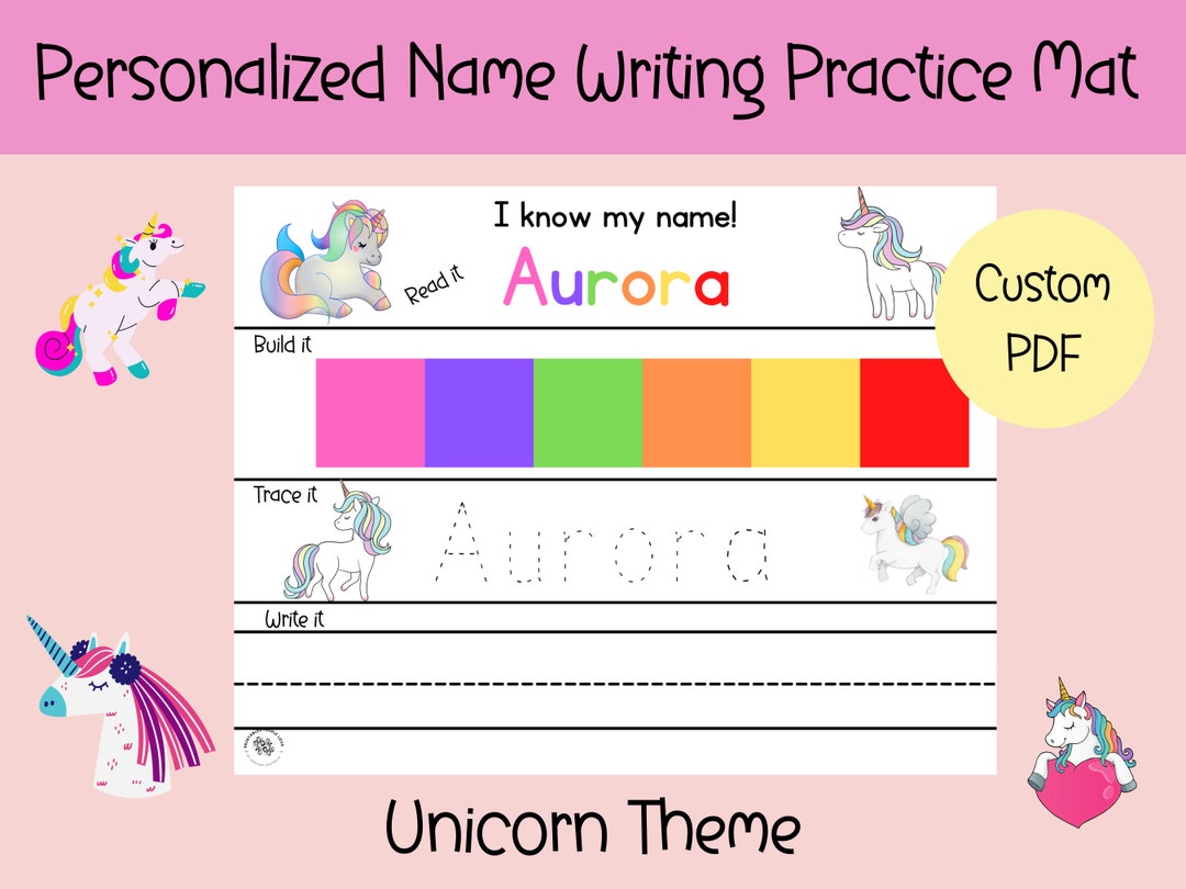 Personalized Name Writing Mat Custom Name Worksheet - Etsy