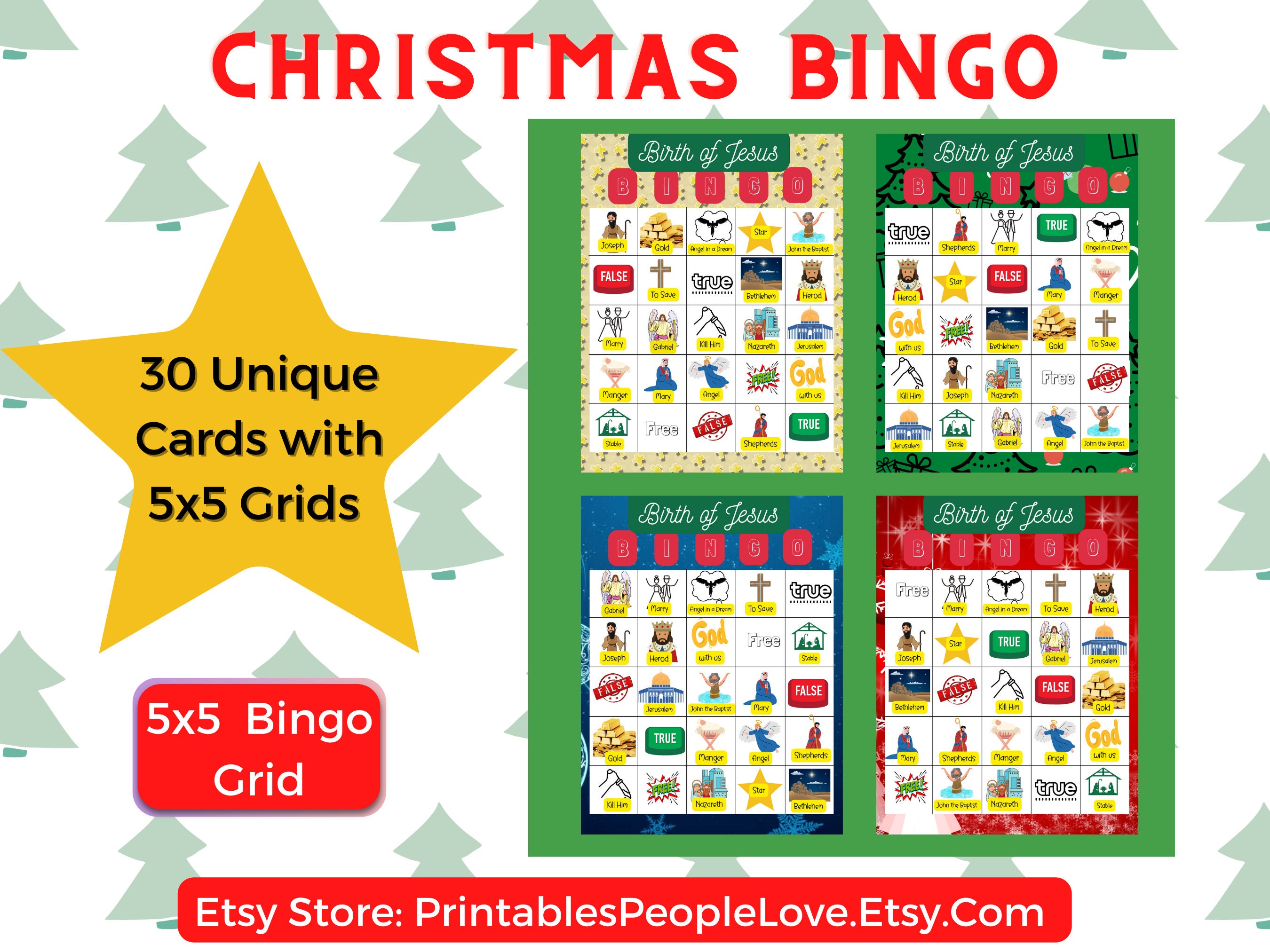 Christmas Bible Bingo-printable Christmas Game-senior Activity ...