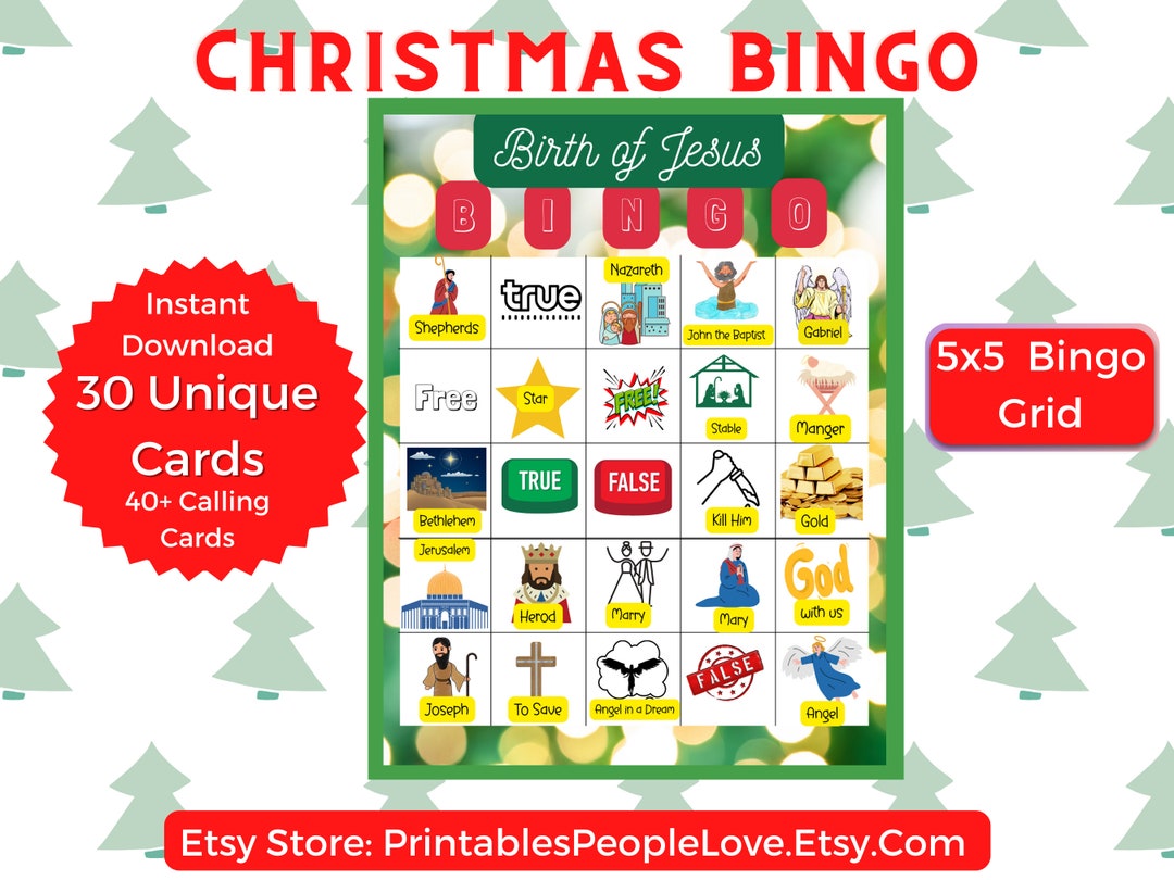Christmas Bible Bingo-printable Christmas Game-senior Activity ...