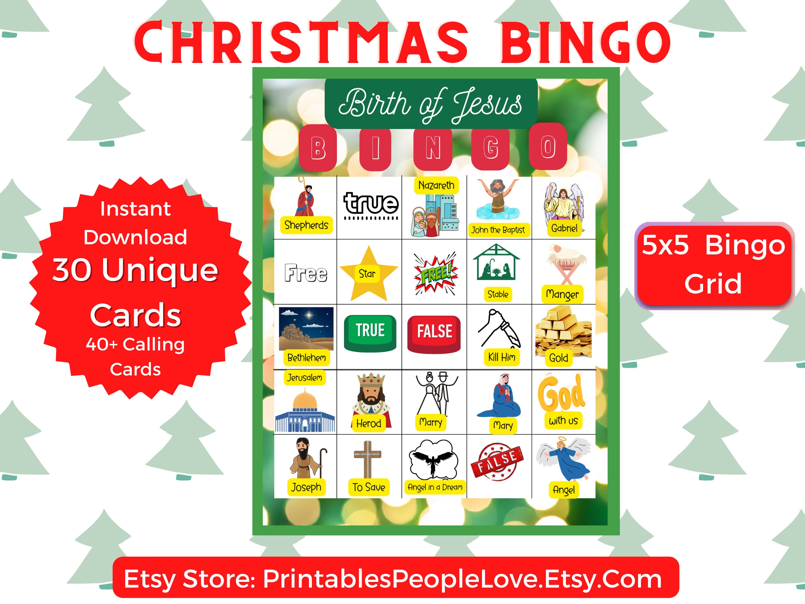 Christmas Bible Bingo-printable Christmas Game-senior Activity ...