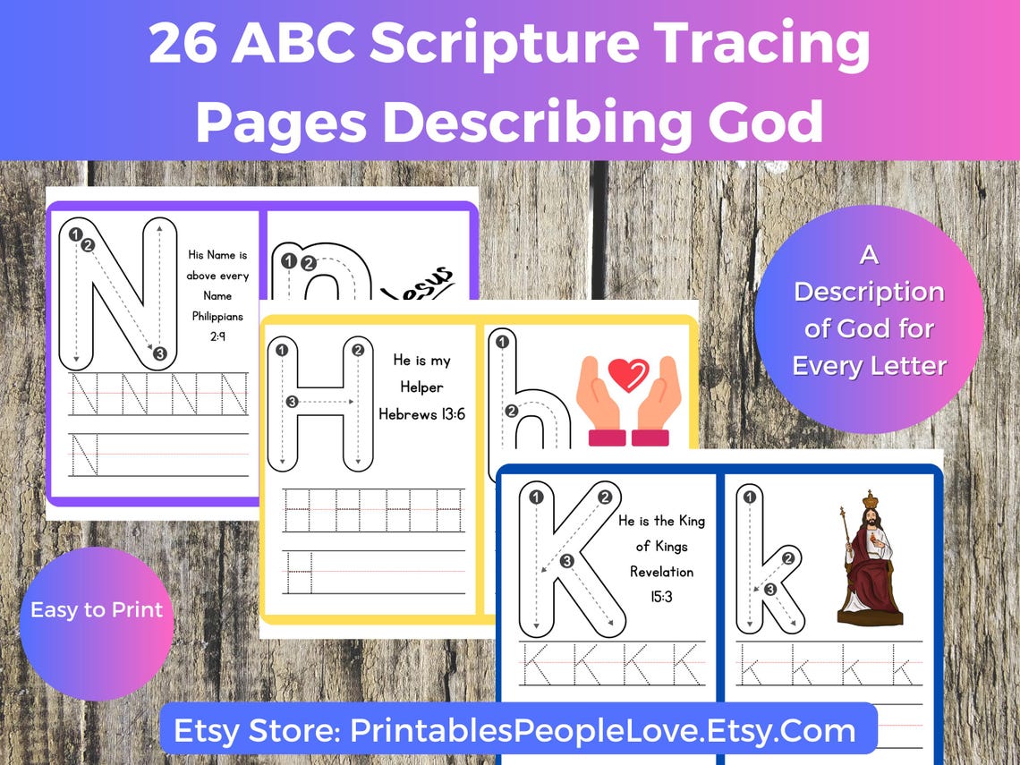 Names of God Bundle|abc Flashcards|alphabet Tracing Pages| Scripture ...