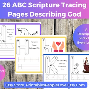 Names of God Bundle|abc Flashcards|alphabet Tracing Pages| Scripture ...