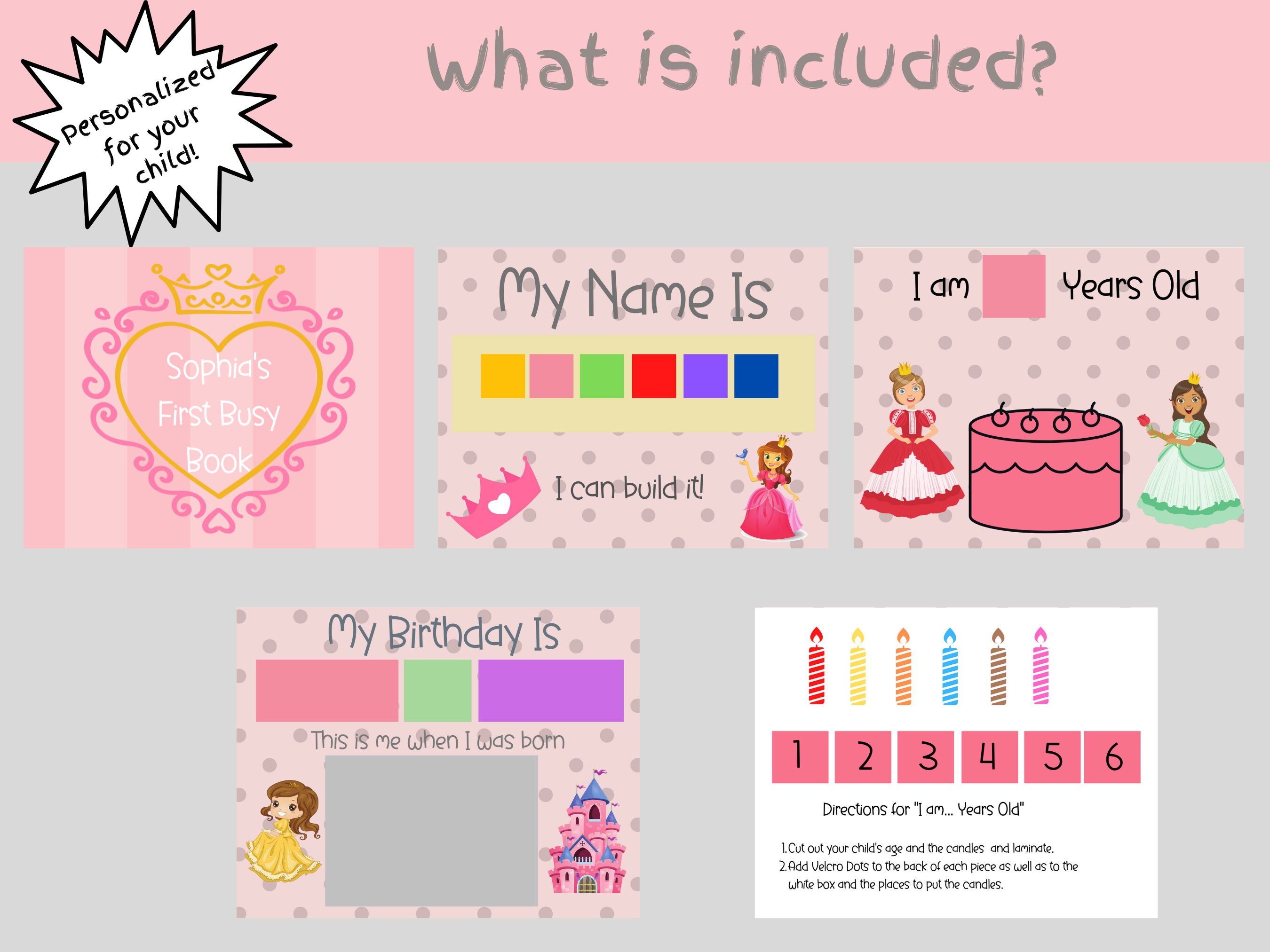 Princess All About Me Personalized Toddler Busy Book, Printable ...