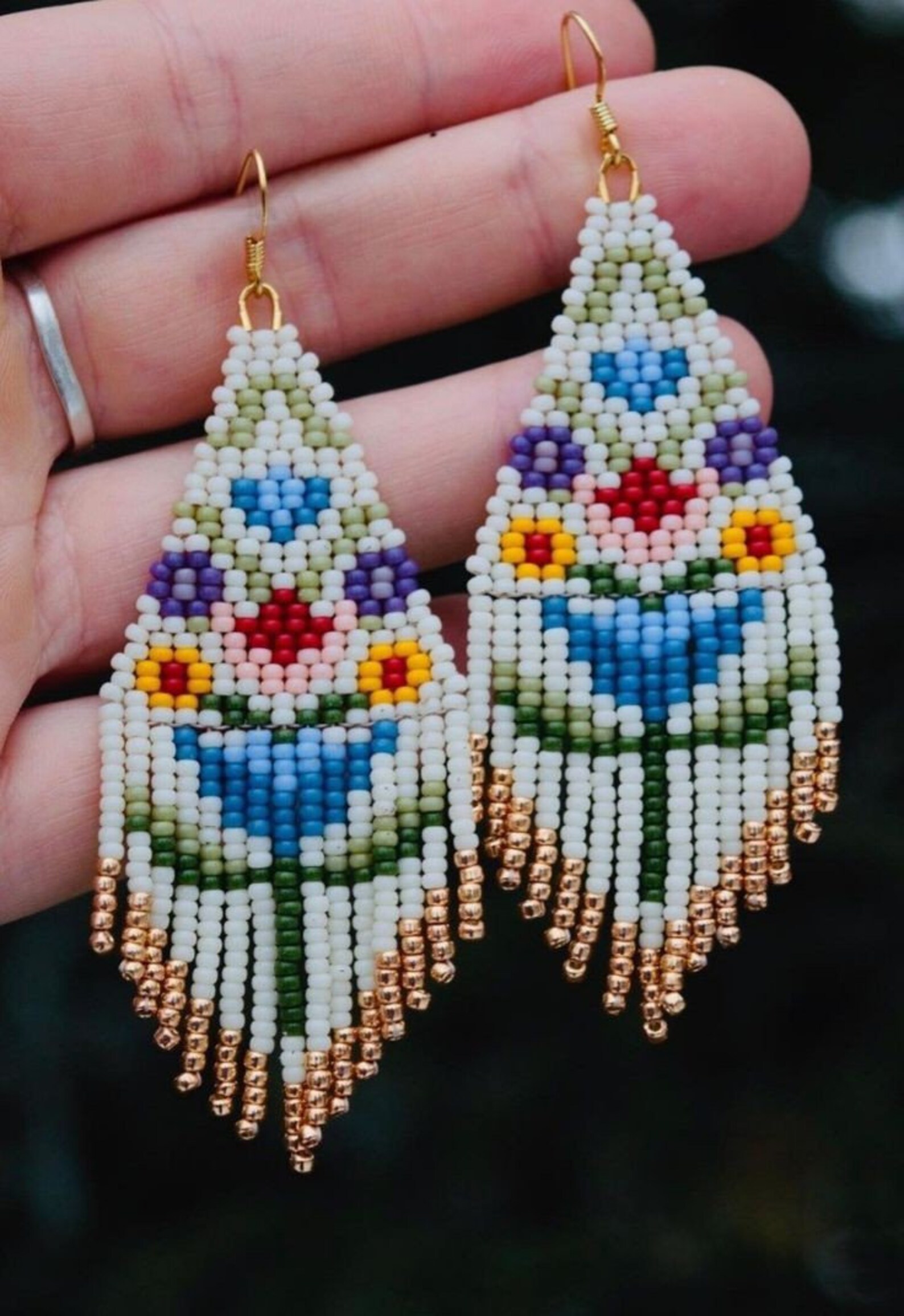 Beadwork Earrings Multi Colours Earrings Beaded Earrings - Etsy