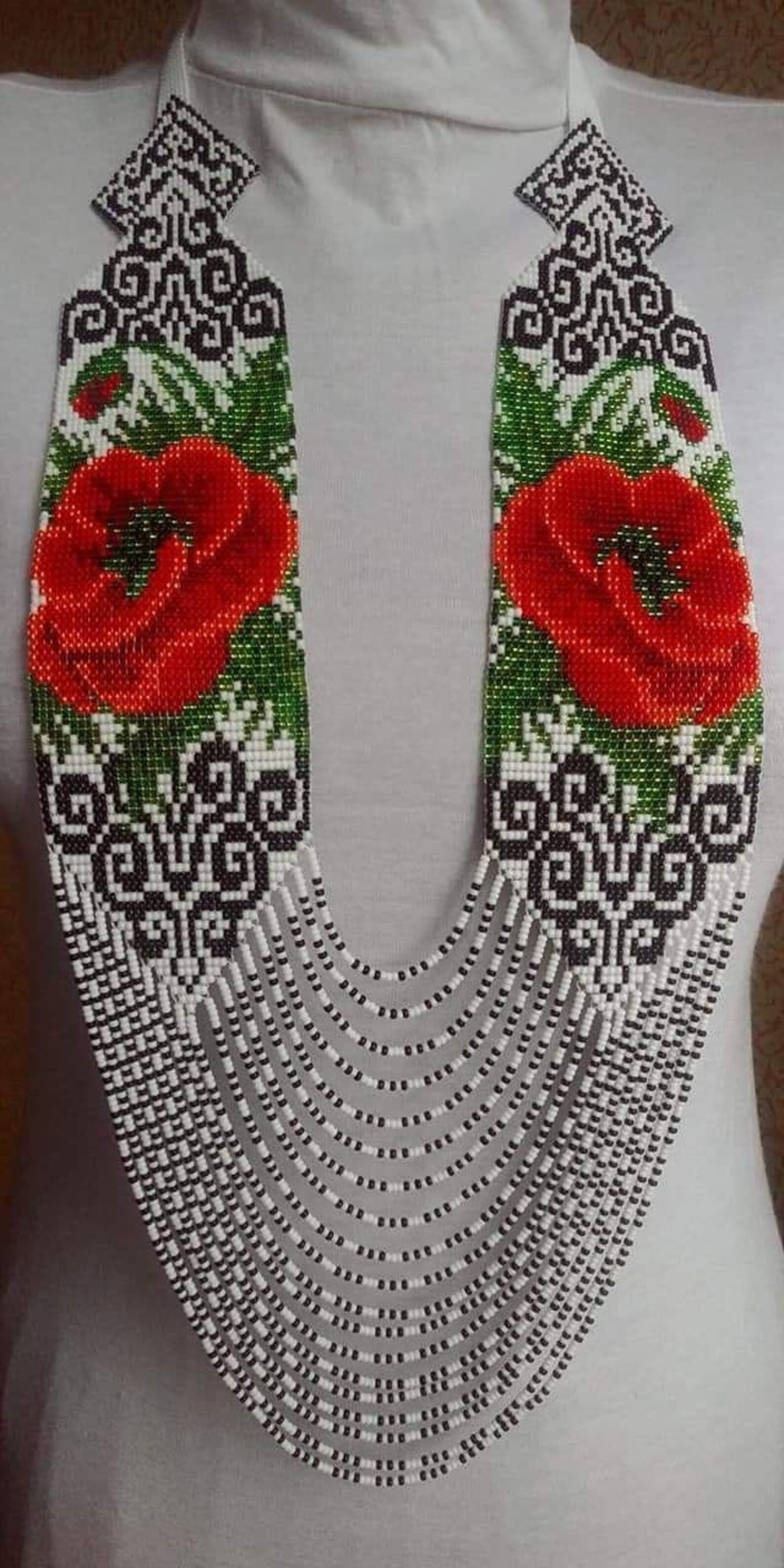 Flower Beaded Necklaceukrainian Gerdan Necklace - Etsy
