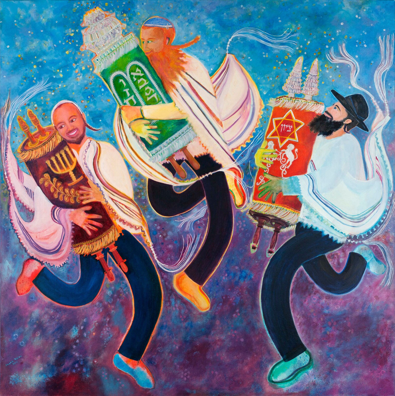 Torah Dancing Art/hasidic Joy Painting/judaic Art Print/judaica Hasidic ...