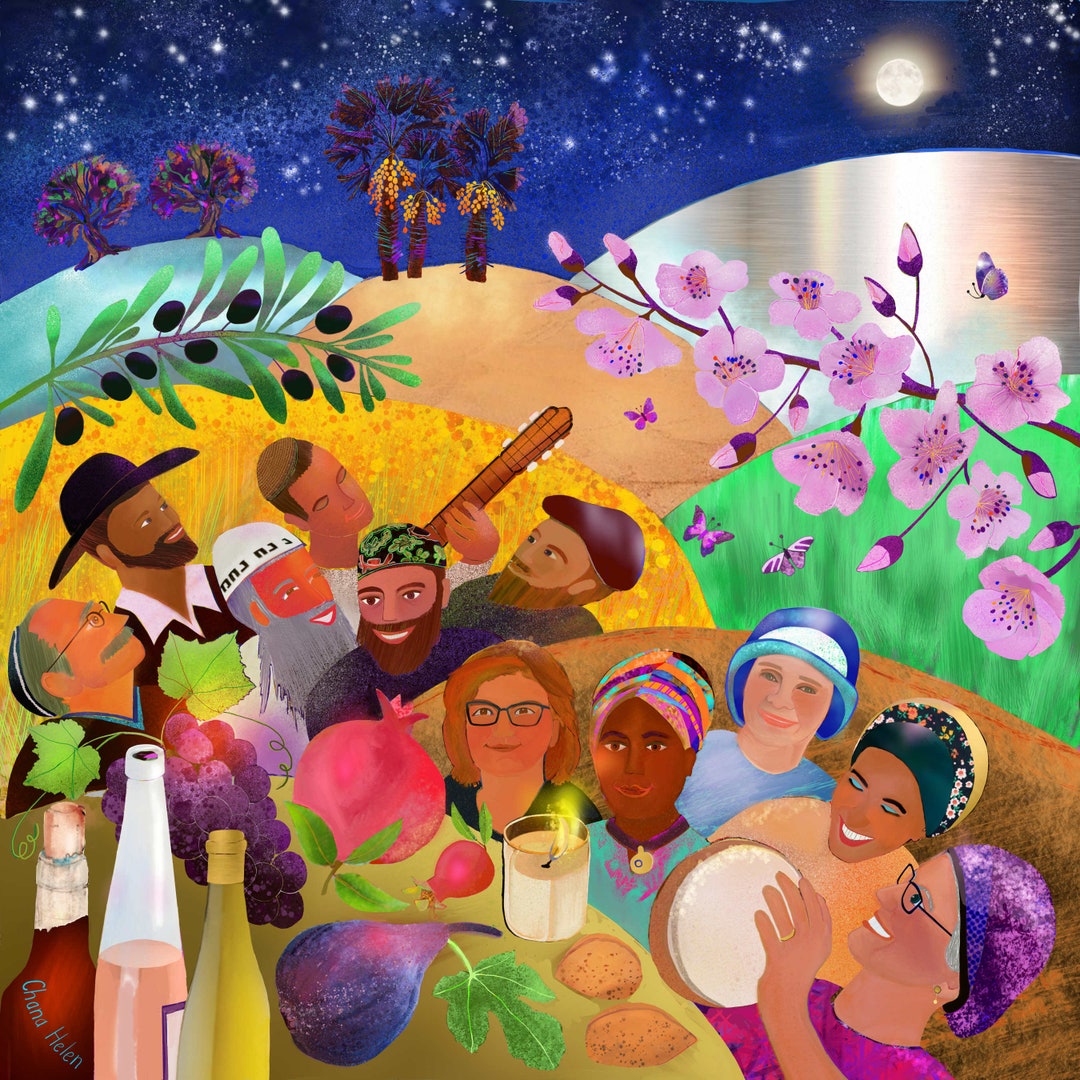 Seven Species Art/tu Bishvat Print/new Year for Trees Art/jewish ...