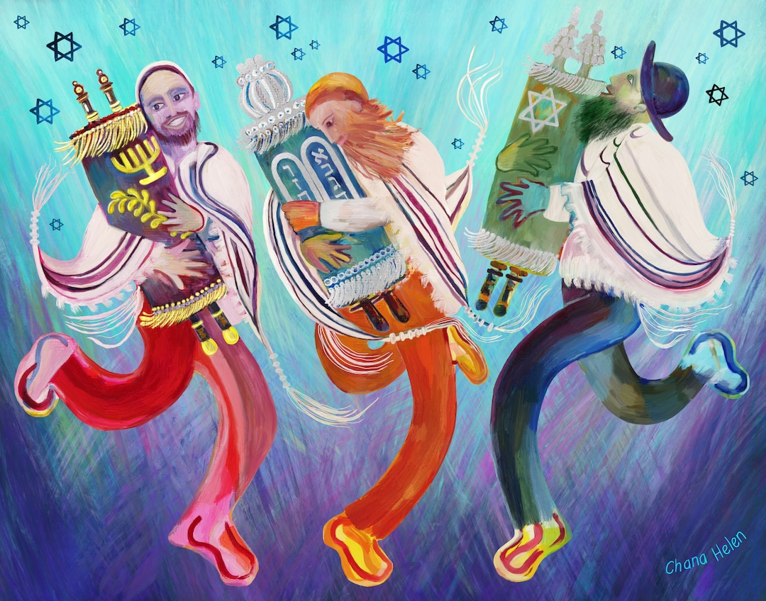 Torah Joy, 2023/dancing Torah Art/simchat Torah Print/love Torah Print ...