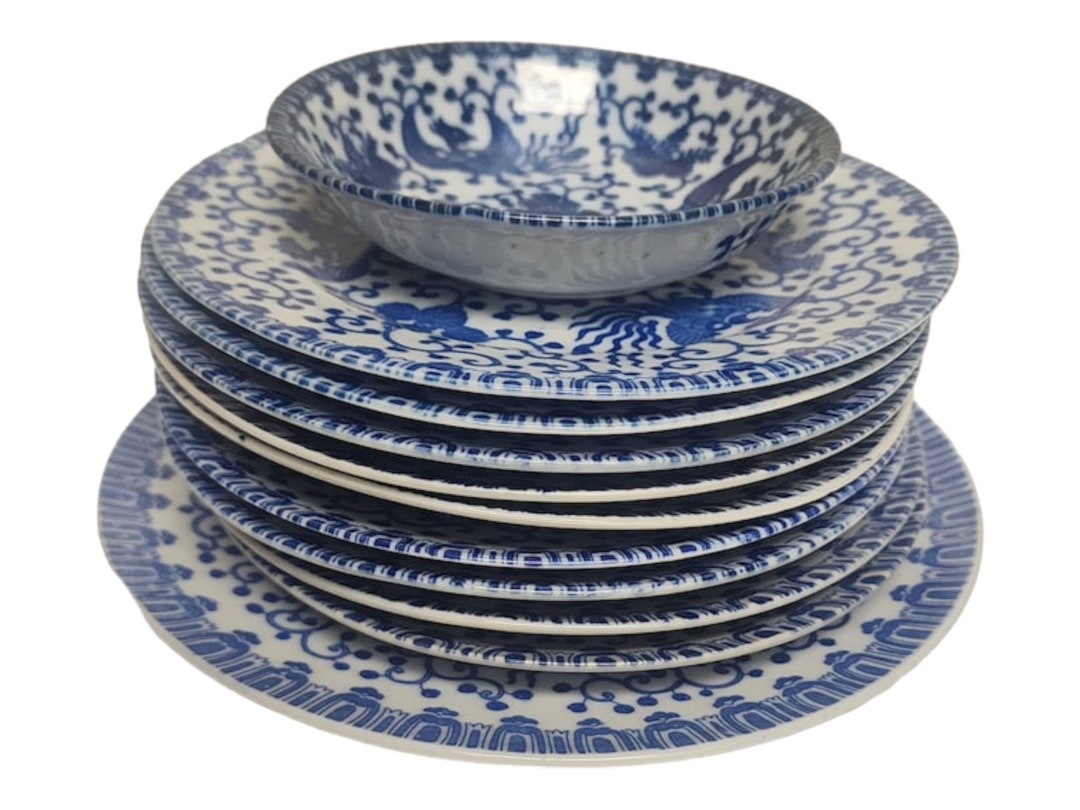 Blue Phoenix Handmade Vintage Porcelain Plates, Vintage Phoenix Ware ...