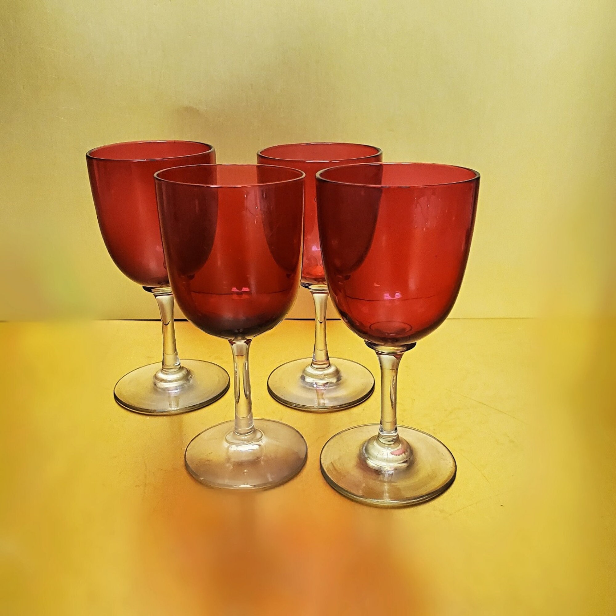 Two Ruby Red Cordial Glasses Home & Living Drink & Barware Kitchen ...