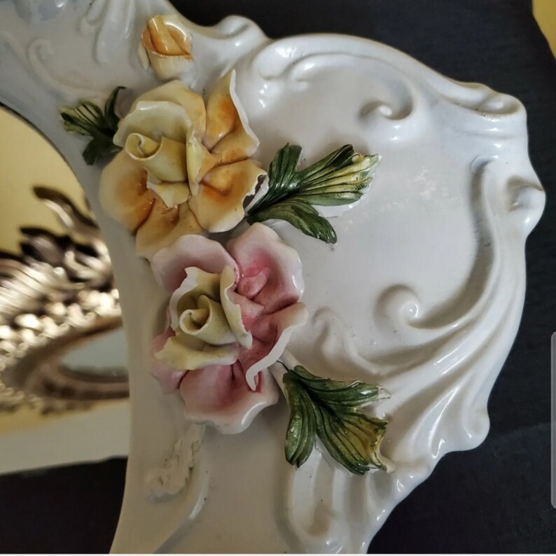 Capodimonte Porcelain Wall Mirror Frame Vintage Floral Italy - Etsy