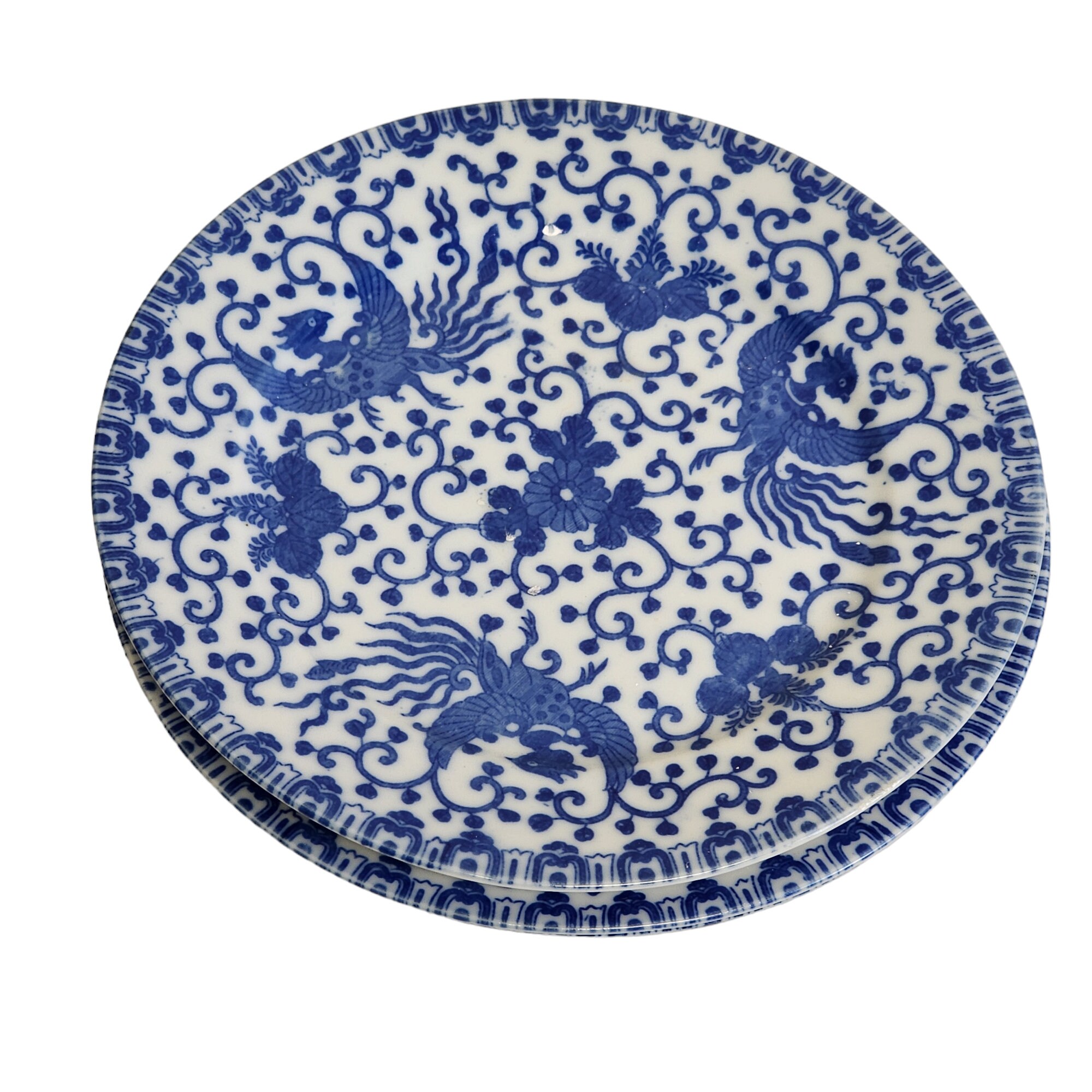 Authentic Antique Tashiro Shoten Japan Phoenix Blue and White Porcelain ...