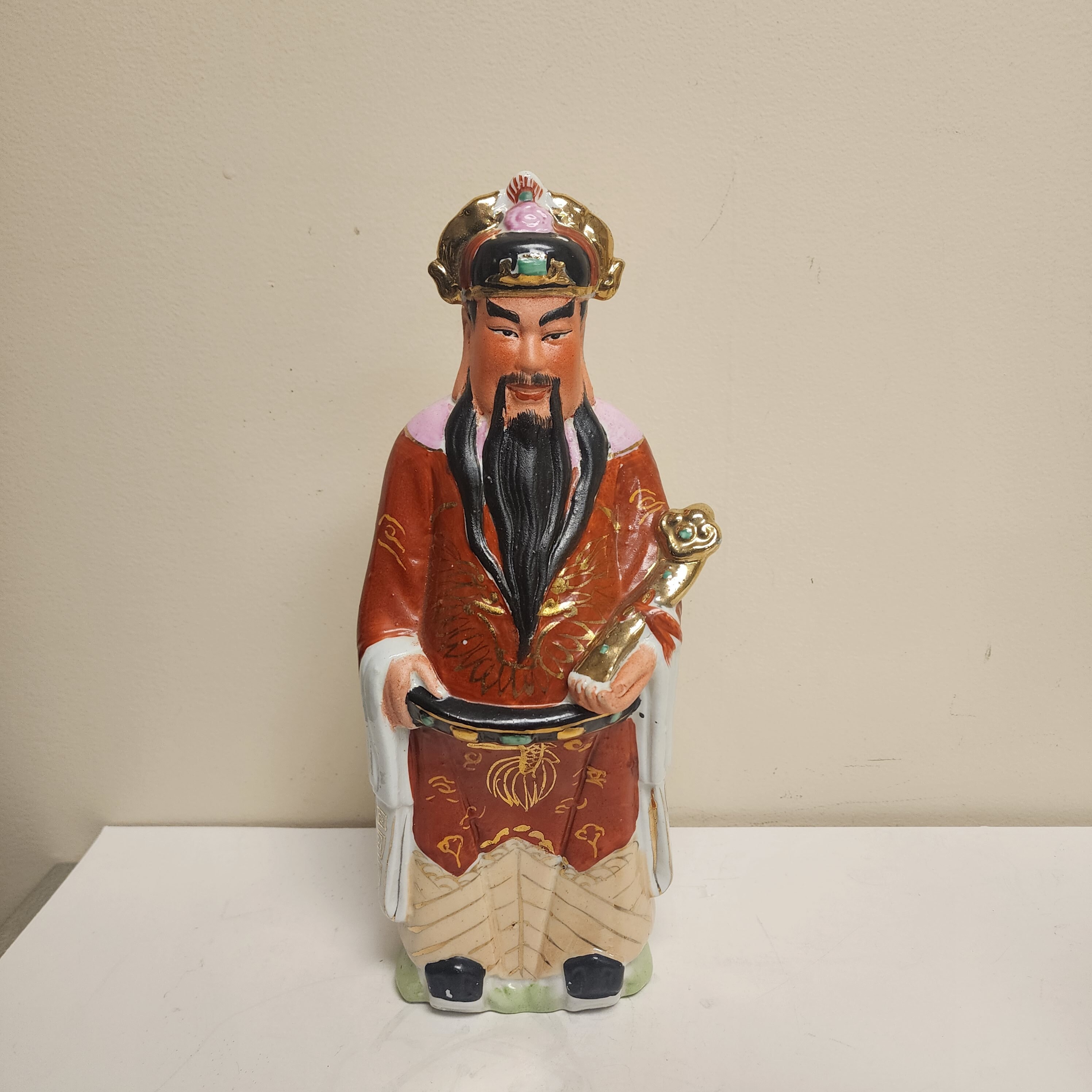 Chinese Deity Statues Set of 3, Lucky Fu Lu Shou Hand Decorated Vintage ...