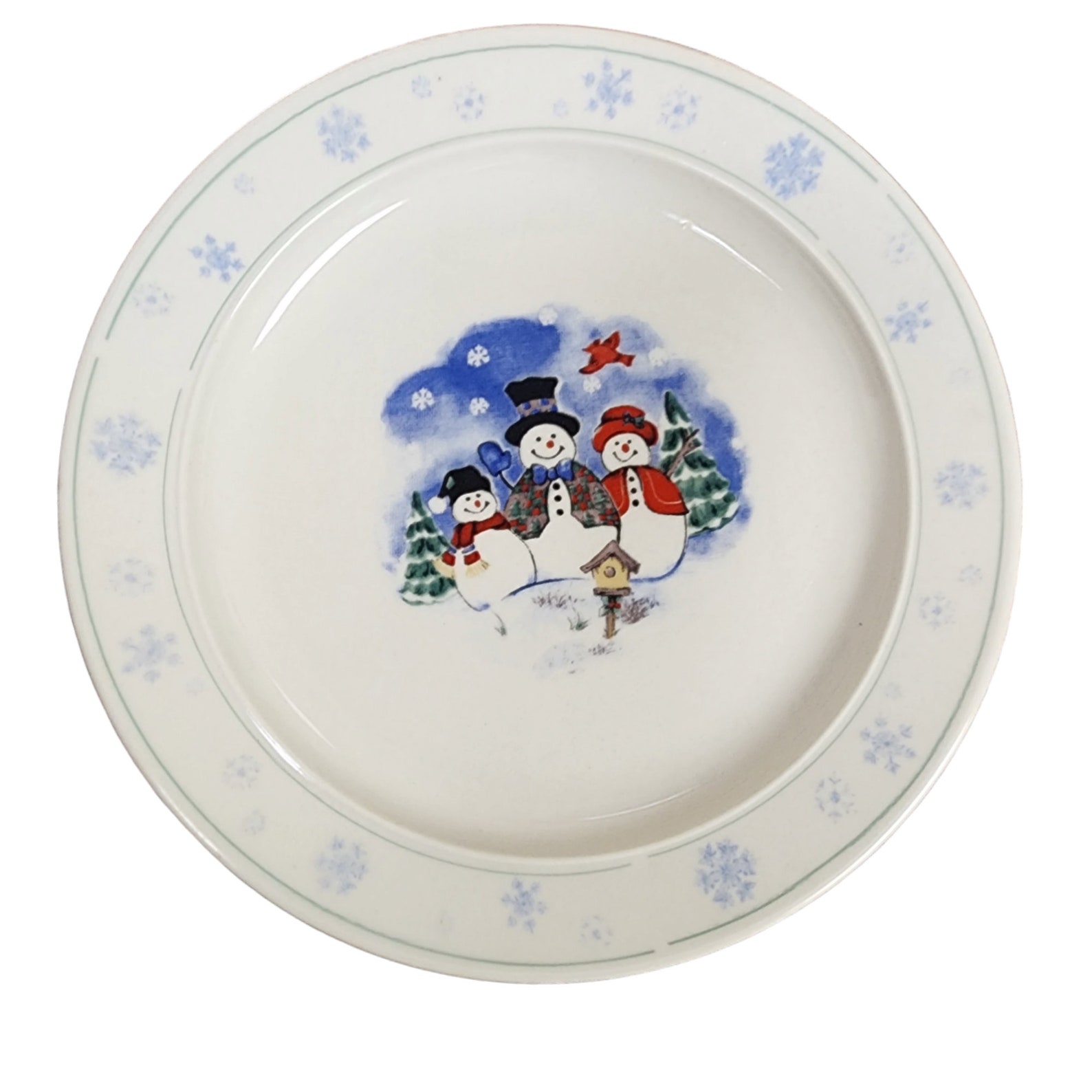 Snowman Family Stoneware Dinnerware Set: Vintage Christmas Plates ...