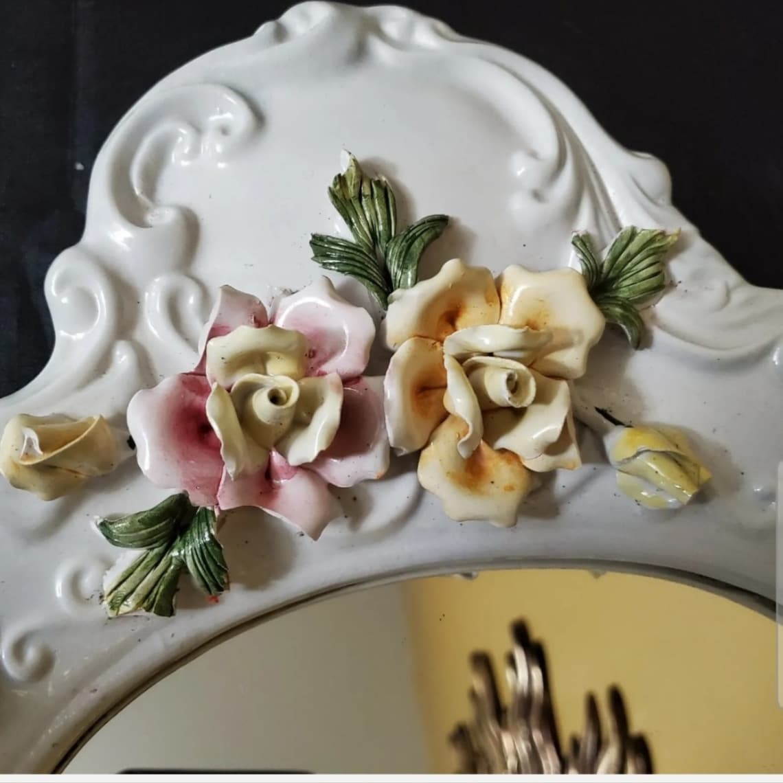 Capodimonte Porcelain Wall Mirror Frame Vintage Floral Italy - Etsy