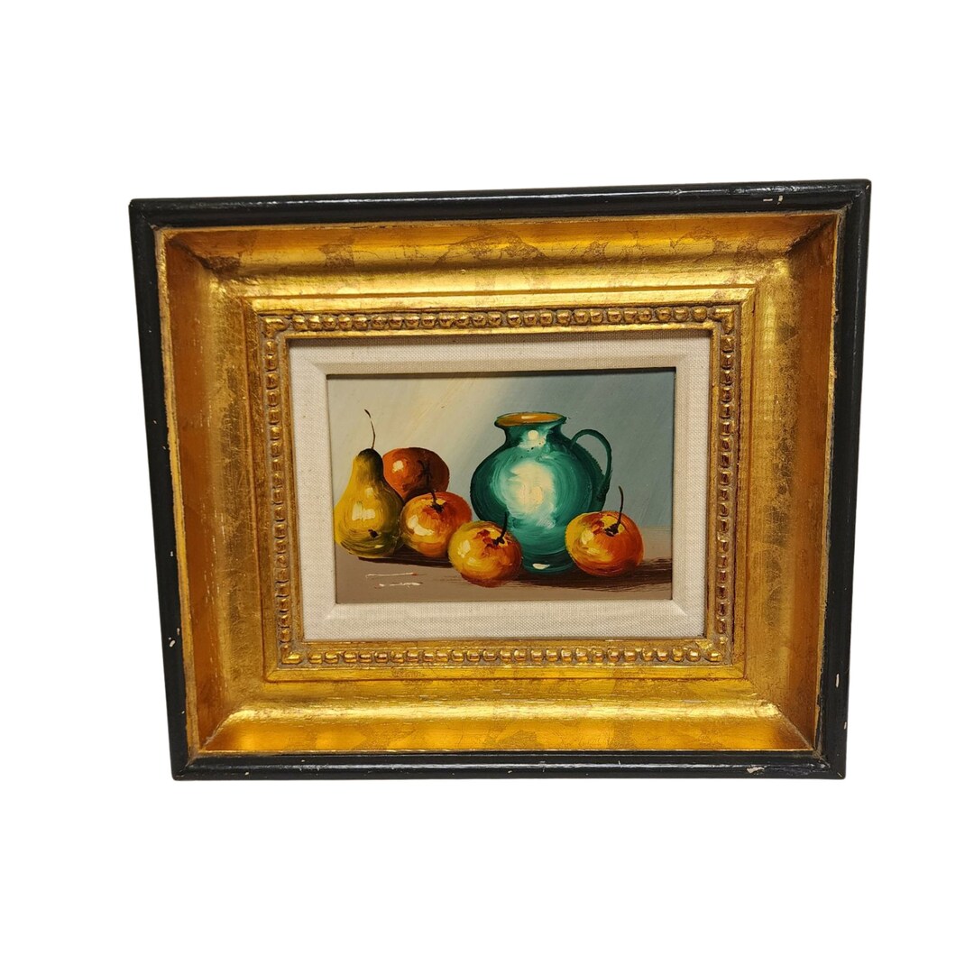 Vintage Andrew Kolb & Son Still Life W/gold Guilded Frame Oil on Wood ...